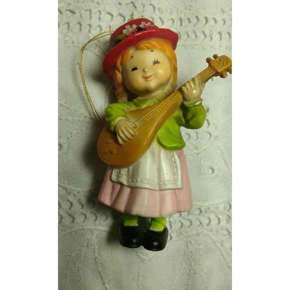 Unbranded | Holiday | Vintage Hard Plastic Girl Playing Instrument ...